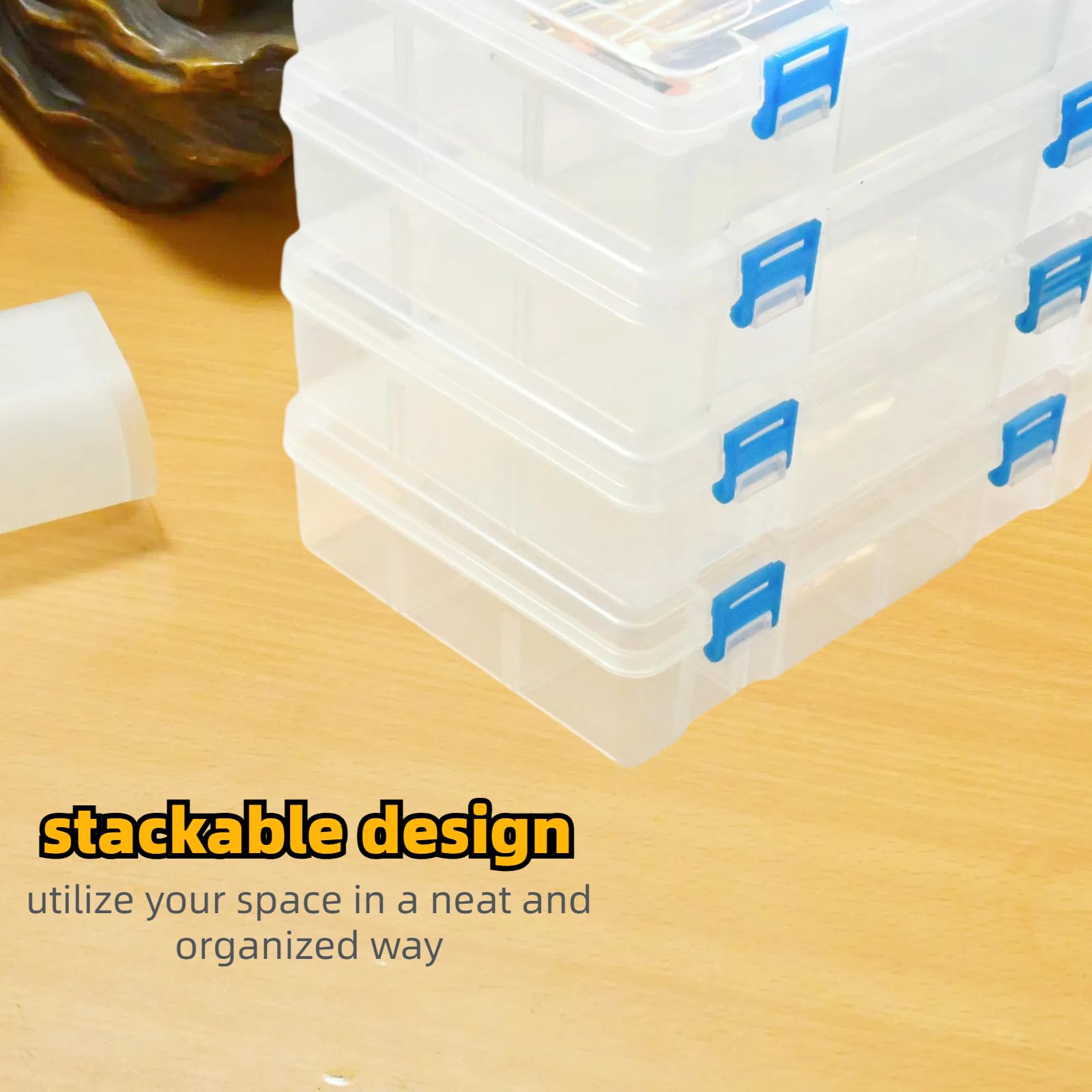 CSNGHSD Plastic Pencil case, Large Plastic Pencil case with lid. Transparent. Hard Pencil Double Storage Multi-Layer Tool Box for School Art Box