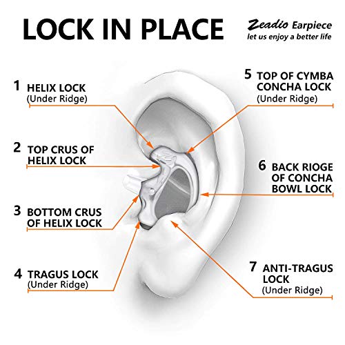 Zeadio Earmould Earpiece Earbud Earplug for Two-Way Radio Coil Tube Audio Kits (Clear, Pair of 8)