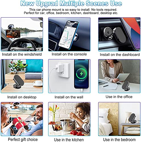 ZXK CO Magnetic Phone Holder, Multi-Functional Cell Phone Car Mount Strong Magnet 360° Rotation Foldable Desk Phone Cradle Universal Car Phone Holder for Dashboard Screens All Smartphones [2022 New]