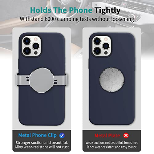 Luanke Metal Phone Clamp Magnetic Mount [Clip and Remove at Anytime] All Magnet Car Holder cell phone magnetic plate Compatible iPhone 13 Pro Max, Samsung, and More (Silver)