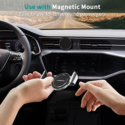 Luanke Metal Phone Clamp Magnetic Mount [Clip and Remove at Anytime] All Magnet Car Holder cell phone magnetic plate Compatible iPhone 13 Pro Max, Samsung, and More (Silver)