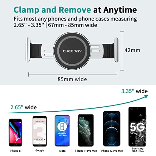 Luanke Metal Phone Clamp Magnetic Mount [Clip and Remove at Anytime] All Magnet Car Holder cell phone magnetic plate Compatible iPhone 13 Pro Max, Samsung, and More (Silver)
