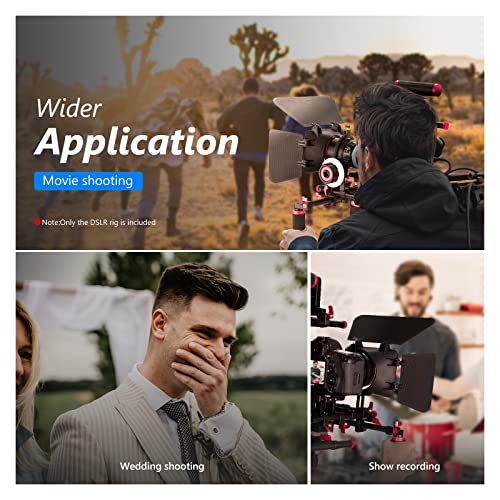 Neewer Shoulder Rig Kit for DSLR Cameras and Camcorders, Movie Video Film Making System with Matte Box, Follow Focus, C-Shaped Bracket, 15mm Rods, Handgrip, 1/4β & 3/8β Threads (Red + Black)