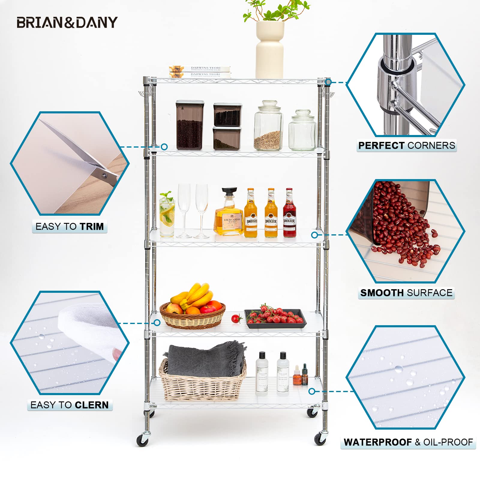 BRIAN & DANY Wire Shelf Liner 14" X 36", Set of 10, Heavy Duty Shelf Liners for Wire Shelving, Waterproof Protector Mats, Transparent