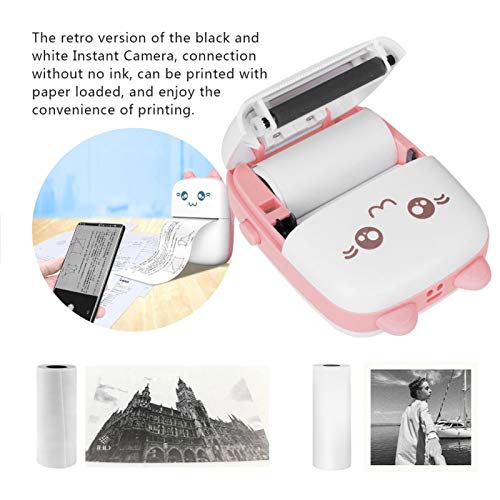 Naroote Mini Photo Printer, Plastic Material Photo Printer for Wireless High Resolution with Cute Appearance for Classroom for Learn(Pink)