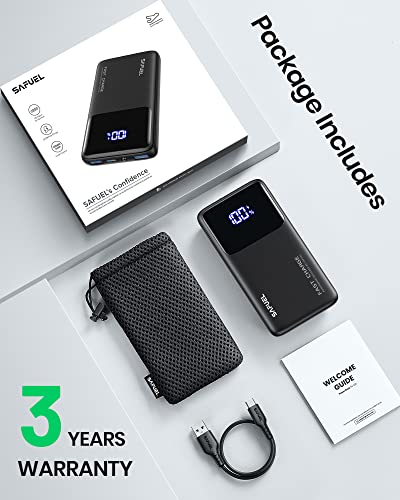 SAFUEL Portable Charger, 22.5W PD3.0 QC4.0 Fast Charge 10500mAh USB C LED Display Power Bank, Quick Charging Battery Pack with Phone Holder for iPhone 13 12 11 Samsung S20 Google AirPods iPad Tablet…