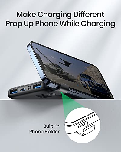 SAFUEL Portable Charger, 22.5W PD3.0 QC4.0 Fast Charge 10500mAh USB C LED Display Power Bank, Quick Charging Battery Pack with Phone Holder for iPhone 13 12 11 Samsung S20 Google AirPods iPad Tablet…