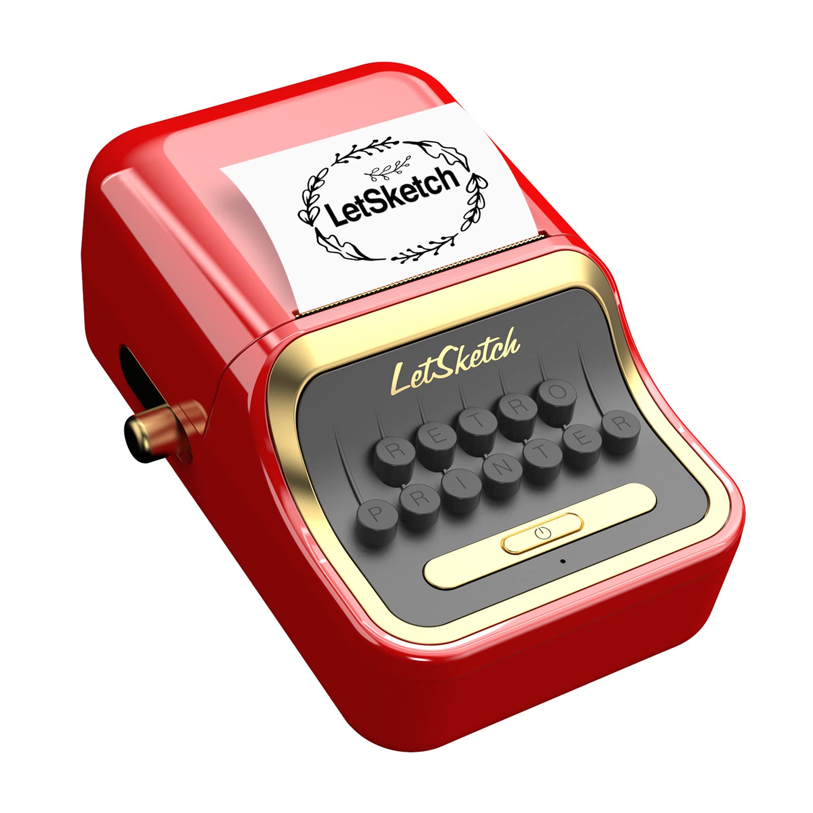 LetSketch Label Maker, Portable Bluetooth Thermal Label Printer Compatible with Android & iOS for Clothing, Retail, Mailing Address, Barcode, with 4 Roll 40 x 30mm Label (Red)