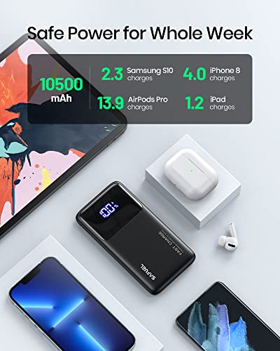 SAFUEL Portable Charger, 22.5W PD3.0 QC4.0 Fast Charge 10500mAh USB C LED Display Power Bank, Quick Charging Battery Pack with Phone Holder for iPhone 13 12 11 Samsung S20 Google AirPods iPad Tablet…