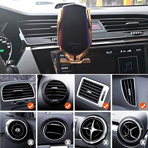Survival-Pax Co. Smart Sensor Wireless Car Charger Mount, Automatic Clamping QC/QI 10W Fast Charging Car Charger Holder Compatible with iPhone 11/Xs/Xs Max/XR/X,Samsung Note 9/S9/ S9+/S8 etc (Gold)