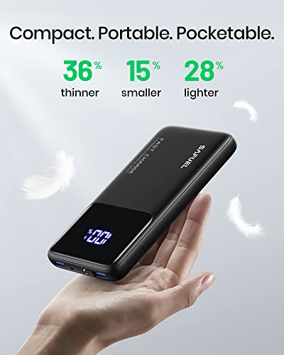 SAFUEL Portable Charger, 22.5W PD3.0 QC4.0 Fast Charge 10500mAh USB C LED Display Power Bank, Quick Charging Battery Pack with Phone Holder for iPhone 13 12 11 Samsung S20 Google AirPods iPad Tablet…