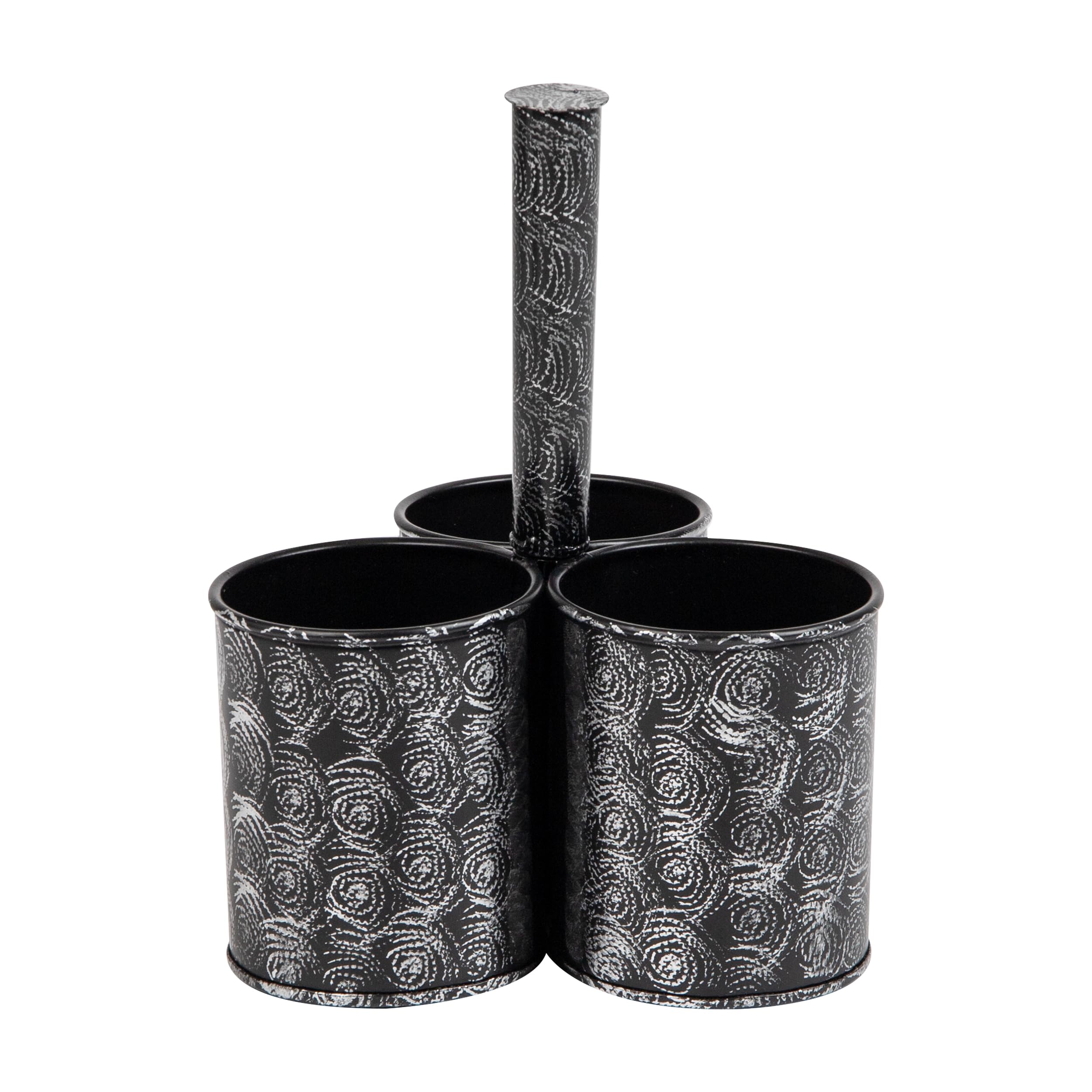Mind Reader 3-Compartment Caddy Utensil Holder, Black