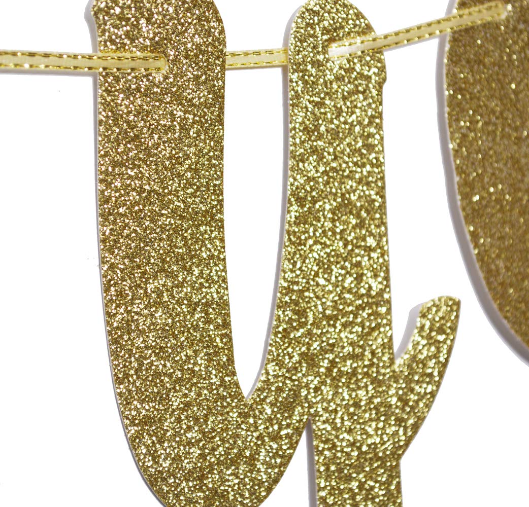 Holy Shit You're Old Glitter Banner, Funny 21st 30th 40th 50th 60th 80th 90th Birthday Decorations Pre-Strung Sign (Gold Glitter)