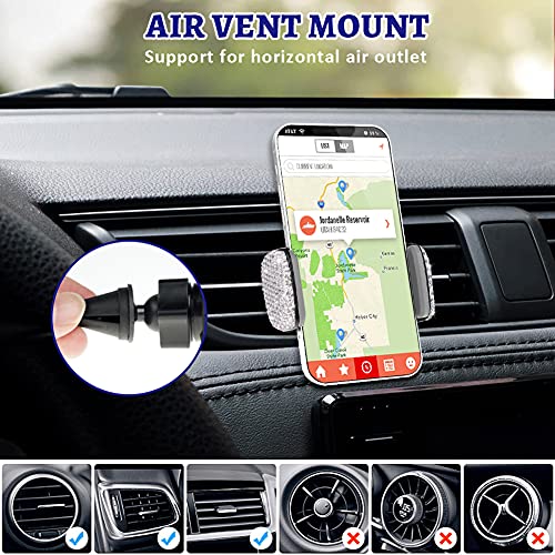 Dashboard Phone Holder Bling Phone Mount for Car,Car phone holder Mount with One More Air Vent Base,Phone Holder Car Accessories,Universal Car Phone Holder Mount for Windshield and Air Vent,Silver