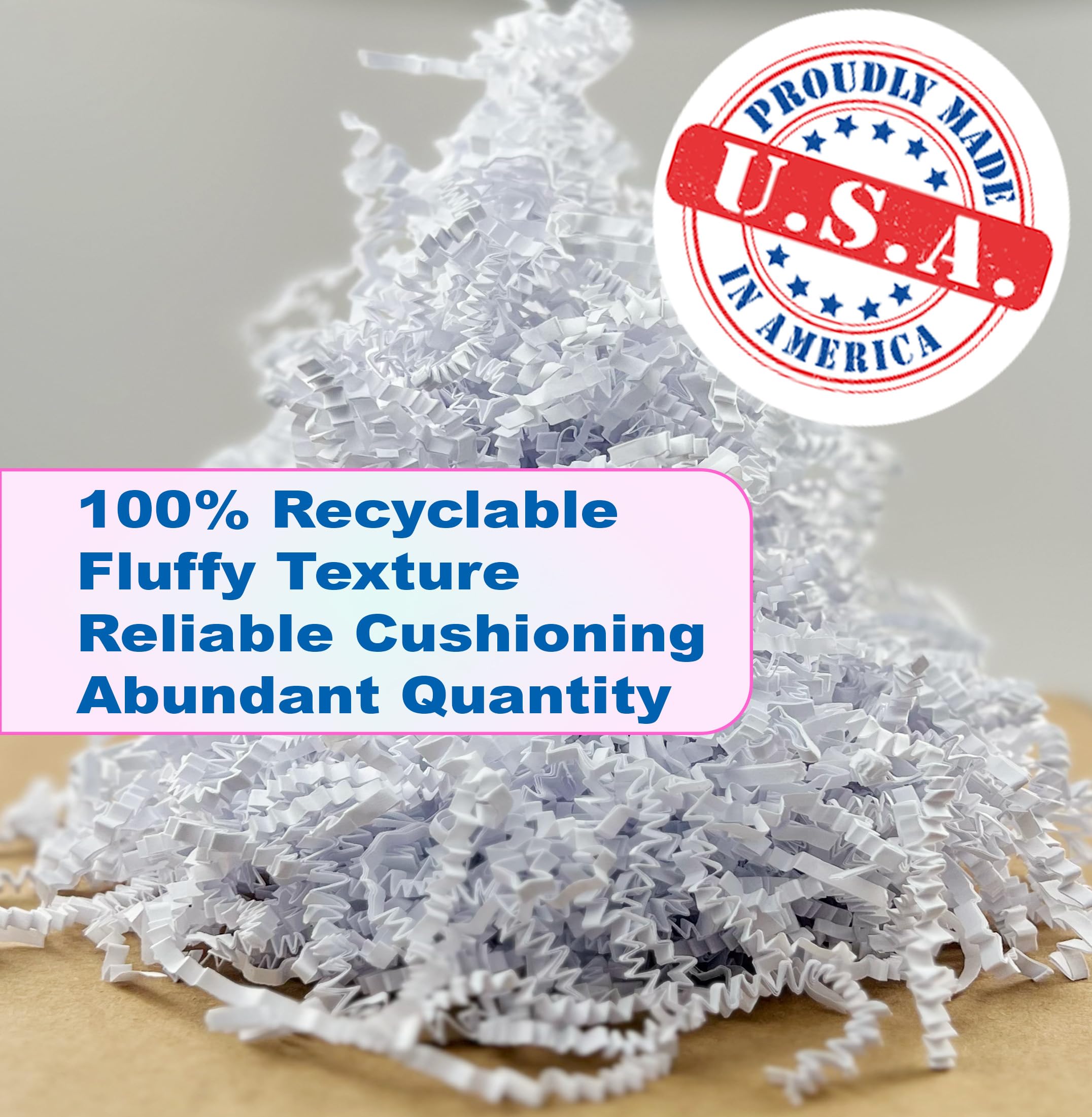 Mighty Gadget 1 LB White Crinkle Cut Paper Shred Filler for Gift Wrapping & Basket Filling (Made in the USA)