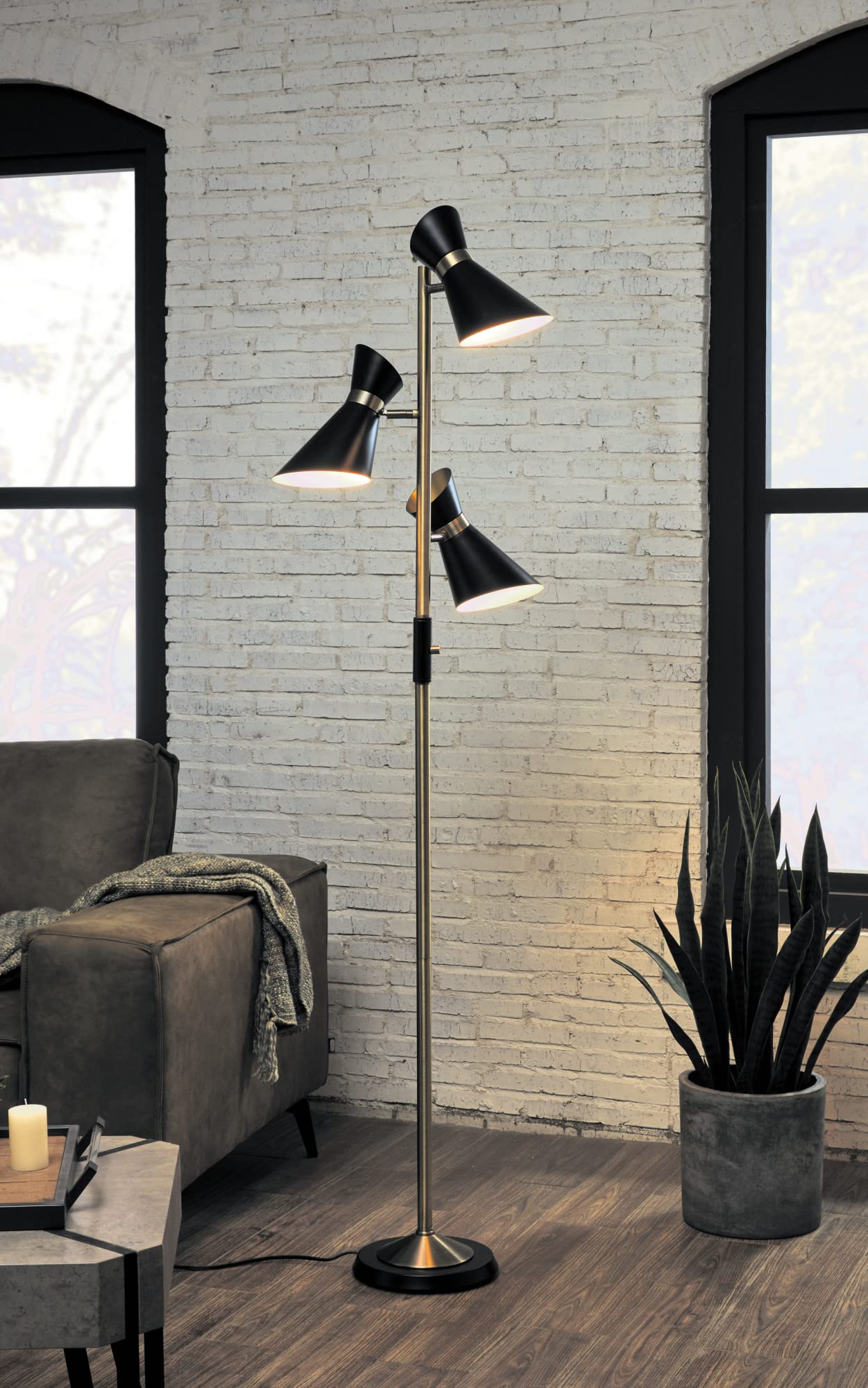 Lite Source Jared Antique Brass Three-Light Floor Lamp (LS-83138)