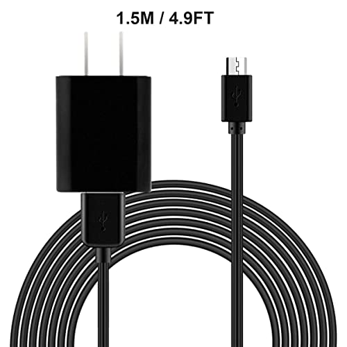 Dericam 5V 1A Micro USB Wall Charger, Android Charger Cable, 5 Volt 1000mA AC to DC Power Adapter for Charging of Android Smartphone/Kindle Fire, Security Camera, 5ft/1.5M Power Cord, US Plug(Black)
