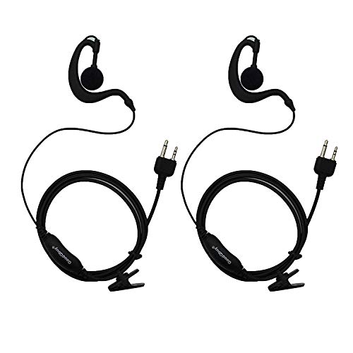 GoodQbuy 2Pcs G Shape Clip-Ear Walkie Talkie Headset Earpiece with Mic is compatible with Midland LXT118 GXT1000VP4 LXT500VP3 LXT600VP3 LXT380 2-pin