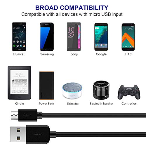 Dericam 5V 1A Micro USB Wall Charger, Android Charger Cable, 5 Volt 1000mA AC to DC Power Adapter for Charging of Android Smartphone/Kindle Fire, Security Camera, 5ft/1.5M Power Cord, US Plug(Black)