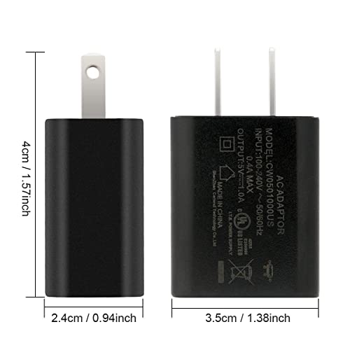 Dericam 5V 1A Micro USB Wall Charger, Android Charger Cable, 5 Volt 1000mA AC to DC Power Adapter for Charging of Android Smartphone/Kindle Fire, Security Camera, 5ft/1.5M Power Cord, US Plug(Black)