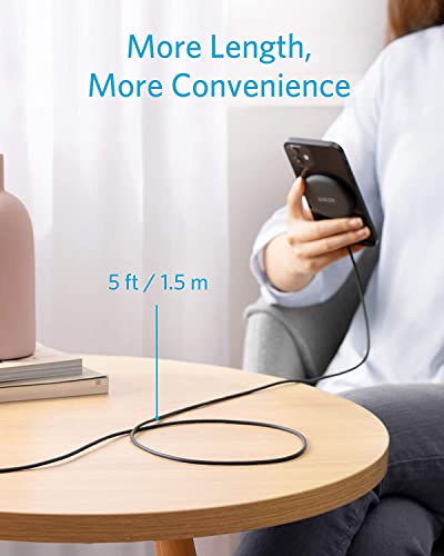 Anker Magnetic Wireless Charger, 5ft USB-C Cable with Detachable USB-A Connector, PowerWave Magnetic Pad Slim Only for iPhone 14/14 Pro/14 Pro Max/13/13 Pro Max (No AC Adapter)