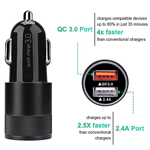 [5.4A/30W] Fast Car Charger Type C 6ft Cable for Samsung Galaxy S23 S22 S21 S20 Ultra FE S10e S10 S9 S8 Plus, Note 20 10 9 8, A14 A53 A32 A71 5G A20 A90, LG Stylo 4/5/6, Moto G8 G7, Quick USB Car Plug