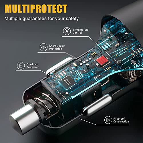 USB C Car Charger Adapter 30W Fast Charge, 12V USB Car Charger Cigarette Lighter Adapter, Car Phone Charger Fit iPhone 13/13 Pro/13 Pro Max/12/12 Pro/12 Mini, Galaxy S22/S10, iPad Pro and More