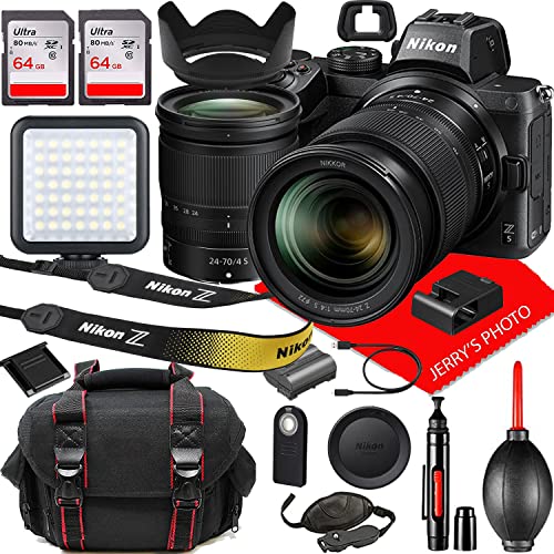 Nikon Z5 Mirrorless Digital Camera with Nikon NIKKOR Z 24-70mm f/4 S Lens + 128GB Additional Memory, Case, LED Light and More