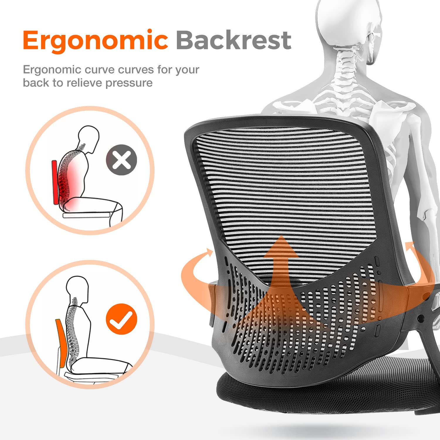 Drafting Chair, Standing Desk Chair, Tall Office Chair, Counter Height Office Chairs, Ergonomic Computer Task Chair, Adjustable Mesh Office Chair with Flip-up Armrests and Foot-Ring, Black