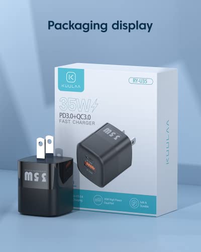 Kuulaa Usb C Charger Fast Charging Block,35W Max GaN Dual Port PD 3.0 & QC 3.0 Type C Charging Block With Usb C Cable for iPhone 14/13/12/11/Samsung Galaxy S23 Ultra/S22 Ultra/Macbook Pro/Air And More