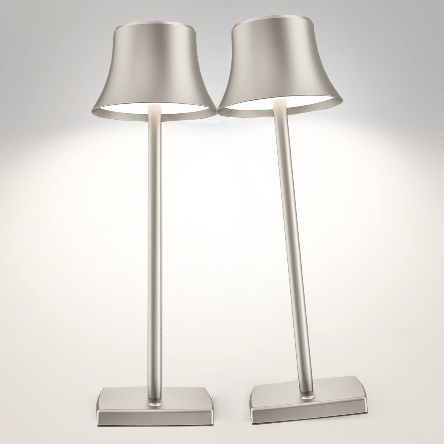 YIBEN Cordless Table Lamp, Rechargeable Battery 5000mAh Metal Aluminum Housing USB LED Portable Powered Desk Lamp , 2 Levels Brightness Night Light for Restaurants Bars (2pack Square Base White)