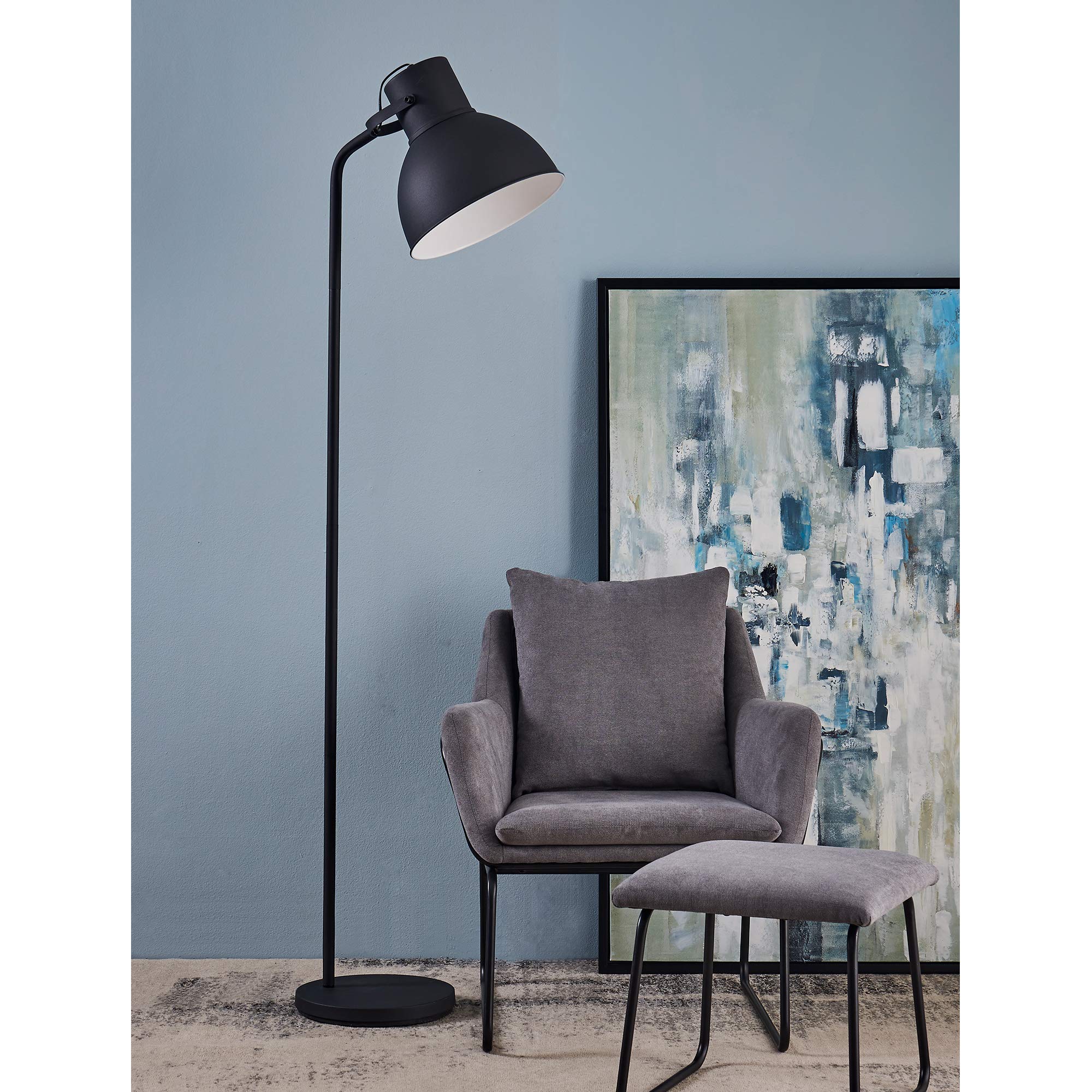 Versanora Aaron Modern Floor Lamp Tall Standing Light with Adjustable Shade for Living Room Reading Bedroom Office, 71 Inch Height, Black