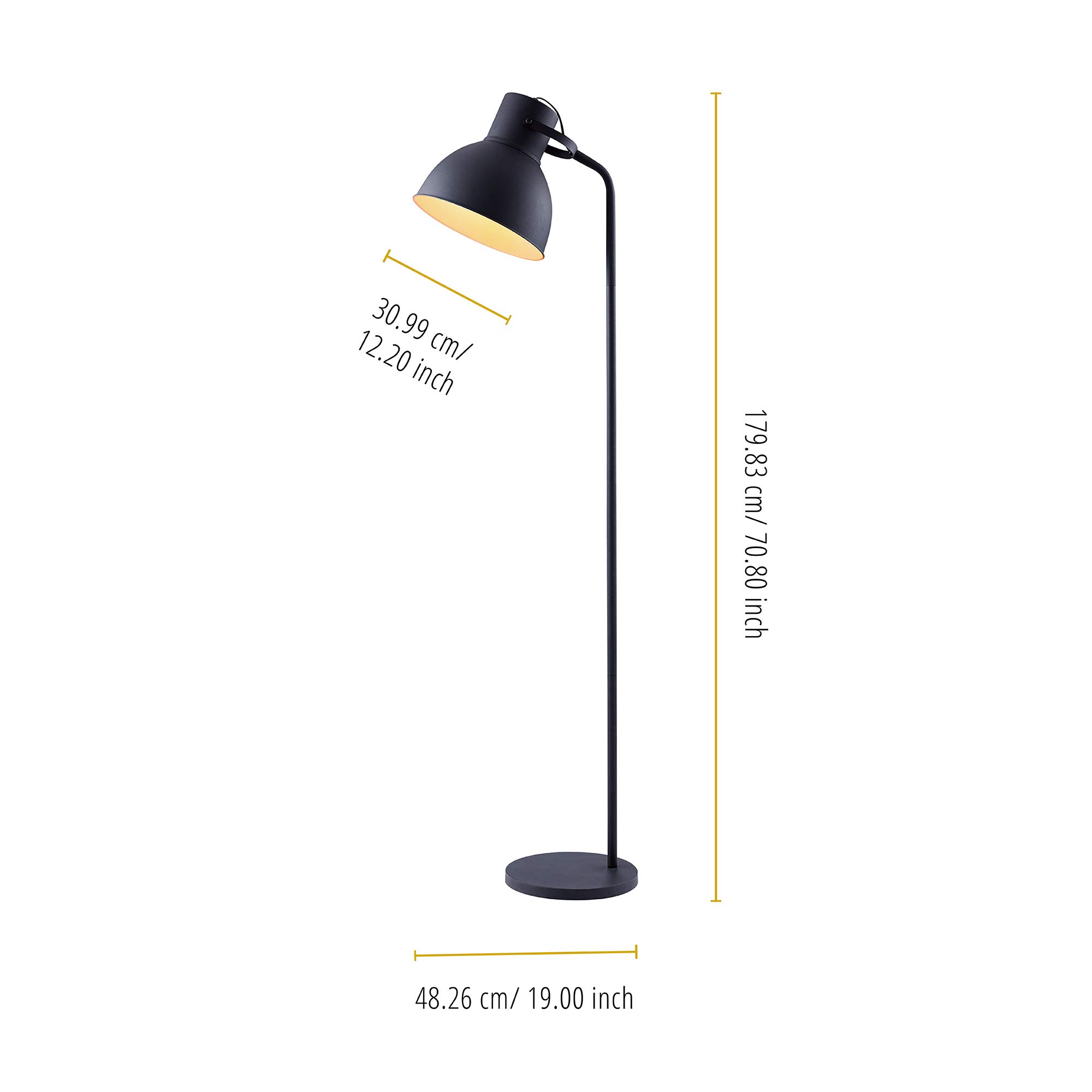 Versanora Aaron Modern Floor Lamp Tall Standing Light with Adjustable Shade for Living Room Reading Bedroom Office, 71 Inch Height, Black