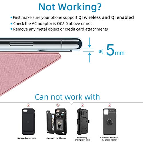15W Pink Wireless Charger,Fast Wireless Charger Desk Stand,Qi Certified Charging Dock with Pen Holder Storage for iPhone 12/11/Xs MAX/XR/XS/X/8, Samsung S10/S9/S9+/S8/S8+/Note 10(No AC Adapter)