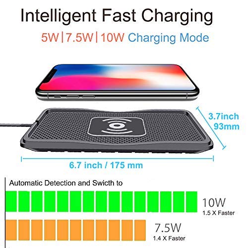 Wireless Charger,POLMXS Car Wireless Charging pad 10W Fast Wireless car Charger qi Phone Charger pad for car Wireless Phone Charger for Andriod Cell Phone Charging mat Galaxy Note10/S21/S10/S9(C3)