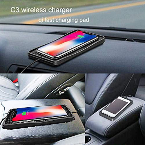Wireless Charger,POLMXS Car Wireless Charging pad 10W Fast Wireless car Charger qi Phone Charger pad for car Wireless Phone Charger for Andriod Cell Phone Charging mat Galaxy Note10/S21/S10/S9(C3)