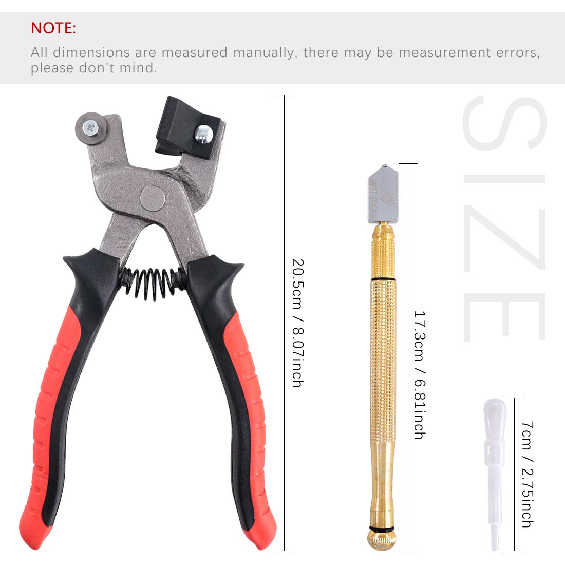Swpeet 3Pcs Glass Cutting Tools Kit, Including Pro-Grade Tile Glass Cutting Pliers and 3mm-18mm Glass Cutter Handle Pencil Style Oil Feed Carbide Tip Glass Cutter Cutting Tools for Mosaic, Tiles