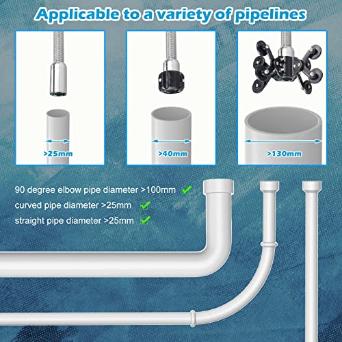 Sanyipace Sewer Camera, Remote Control, 1080P FHD, Zoom in, 100FT/30M, Sapphire Lens, Battery Level Display, 12 Adjustable White LEDs, 7'' LCD Screen, Plumbing Drain Camera, 16GB Card, Battery Powered