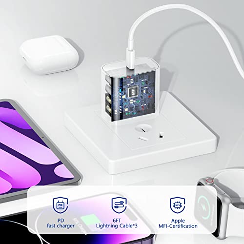 iPhone 13 14 Fast Charger Block,[Apple MFi Certified] Wall Charger Plug with 6ft USB C to Lightning Cable,Apple Charging Type C Power Adapter Cube Brick for iPhone 14 Pro Max/13 Pro/12 Mini/11,iPad