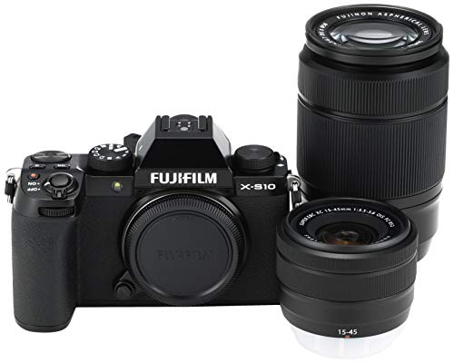 FUJIFILM X-S10 W Mirrorless Digital Camera Zoom Lens Kit, F X-S10LK-1545/50230, Black