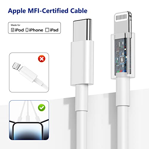 iPhone 13 14 Fast Charger Block,[Apple MFi Certified] Wall Charger Plug with 6ft USB C to Lightning Cable,Apple Charging Type C Power Adapter Cube Brick for iPhone 14 Pro Max/13 Pro/12 Mini/11,iPad