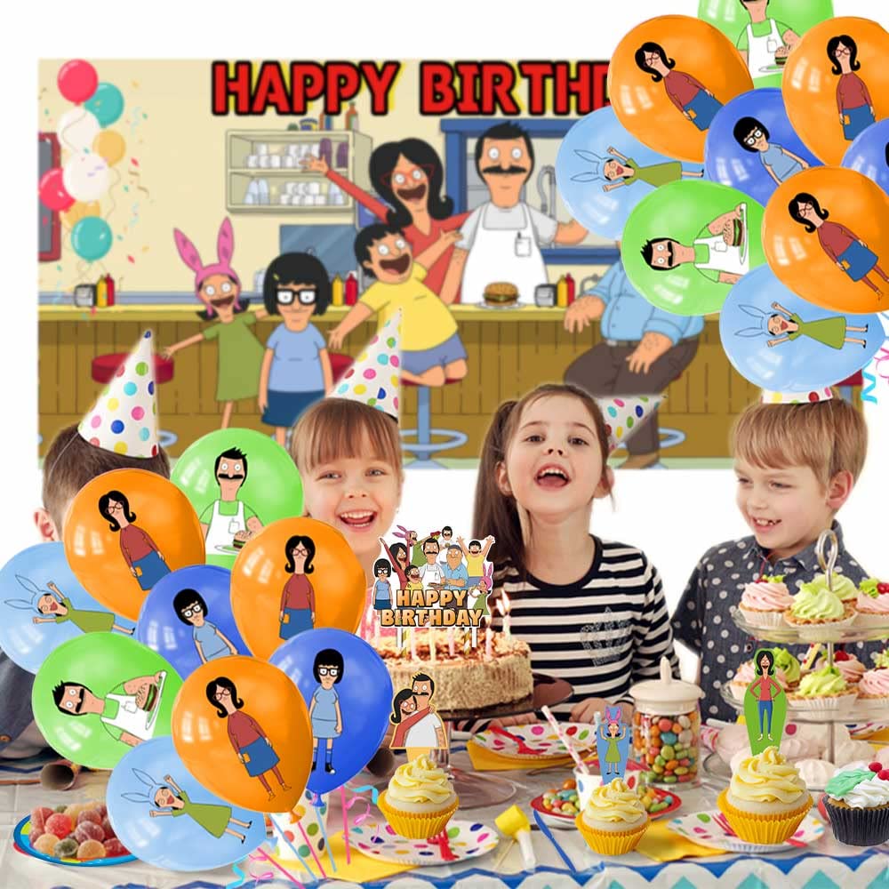 Bob Burgers Party Supplies Decorations Birthday Cake Topper Balloons Banner Backdrop Decor