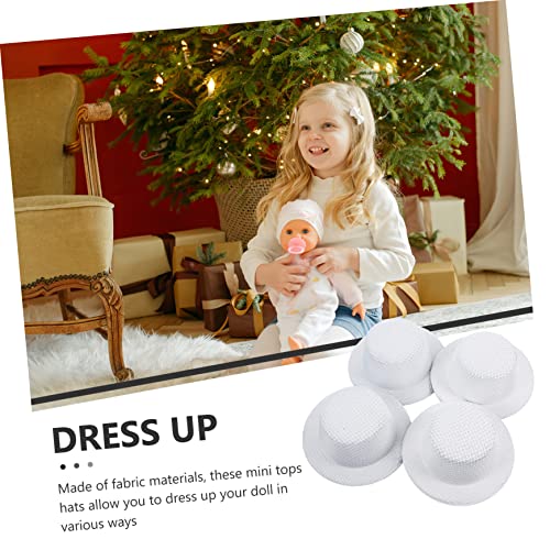 Abaodam Doll Hat 16 pcs Craft Crafts Topper Wide White Fedoras Snowmen Felt Snowman Tops Ornament - Decorative Cap Small Panama Magician Christmas Accessories Flat Decor for Miniature