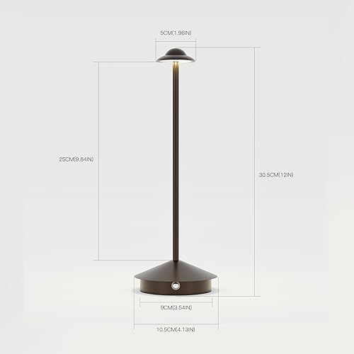 liveMAX Rechargeable Table Lamp,Cordless Table Lamp,Touch Dimmable Wireless Lamp in Aluminium,5000mAh Battery Desk Lamp for Home/Restaurant/Outside Dining/Dinner/Patio(Brown)