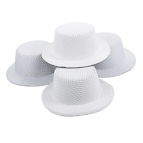 Abaodam Doll Hat 16 pcs Craft Crafts Topper Wide White Fedoras Snowmen Felt Snowman Tops Ornament - Decorative Cap Small Panama Magician Christmas Accessories Flat Decor for Miniature