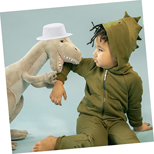 Abaodam Doll Hat 16 pcs Craft Crafts Topper Wide White Fedoras Snowmen Felt Snowman Tops Ornament - Decorative Cap Small Panama Magician Christmas Accessories Flat Decor for Miniature