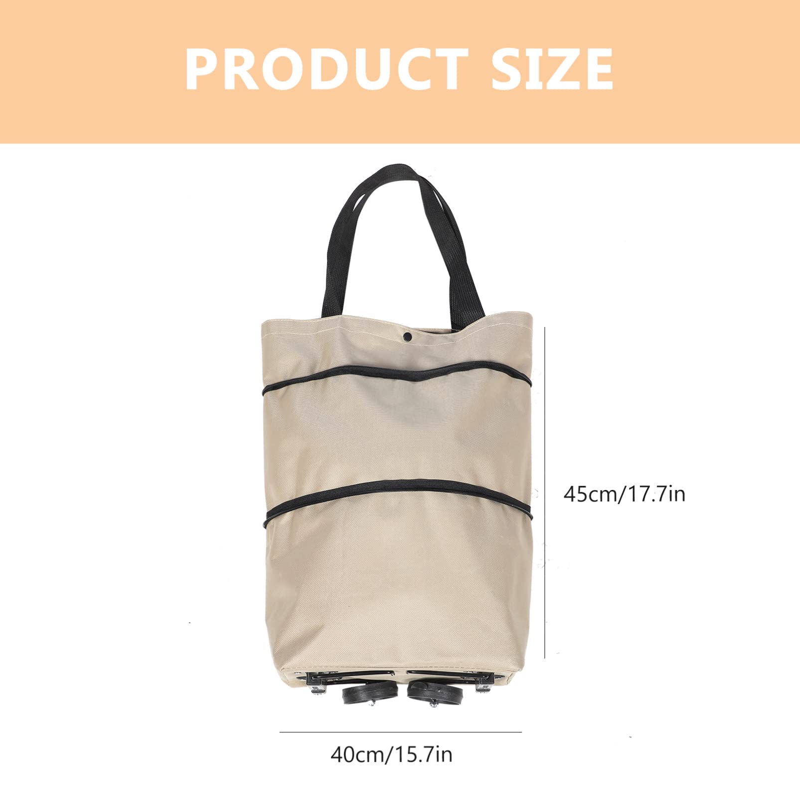 OUNONA Grocery Cart Bag with Wheels Reusable Portable Collapsible Trolley Bags Hand Pulling Utility Collapsible Grocery Bag with Hand Folding Shopping Cart