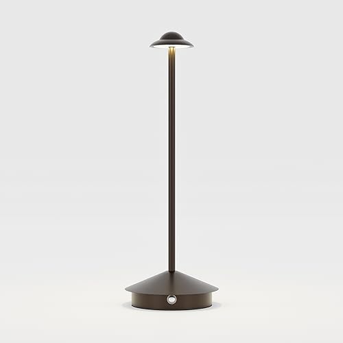 liveMAX Rechargeable Table Lamp,Cordless Table Lamp,Touch Dimmable Wireless Lamp in Aluminium,5000mAh Battery Desk Lamp for Home/Restaurant/Outside Dining/Dinner/Patio(Brown)