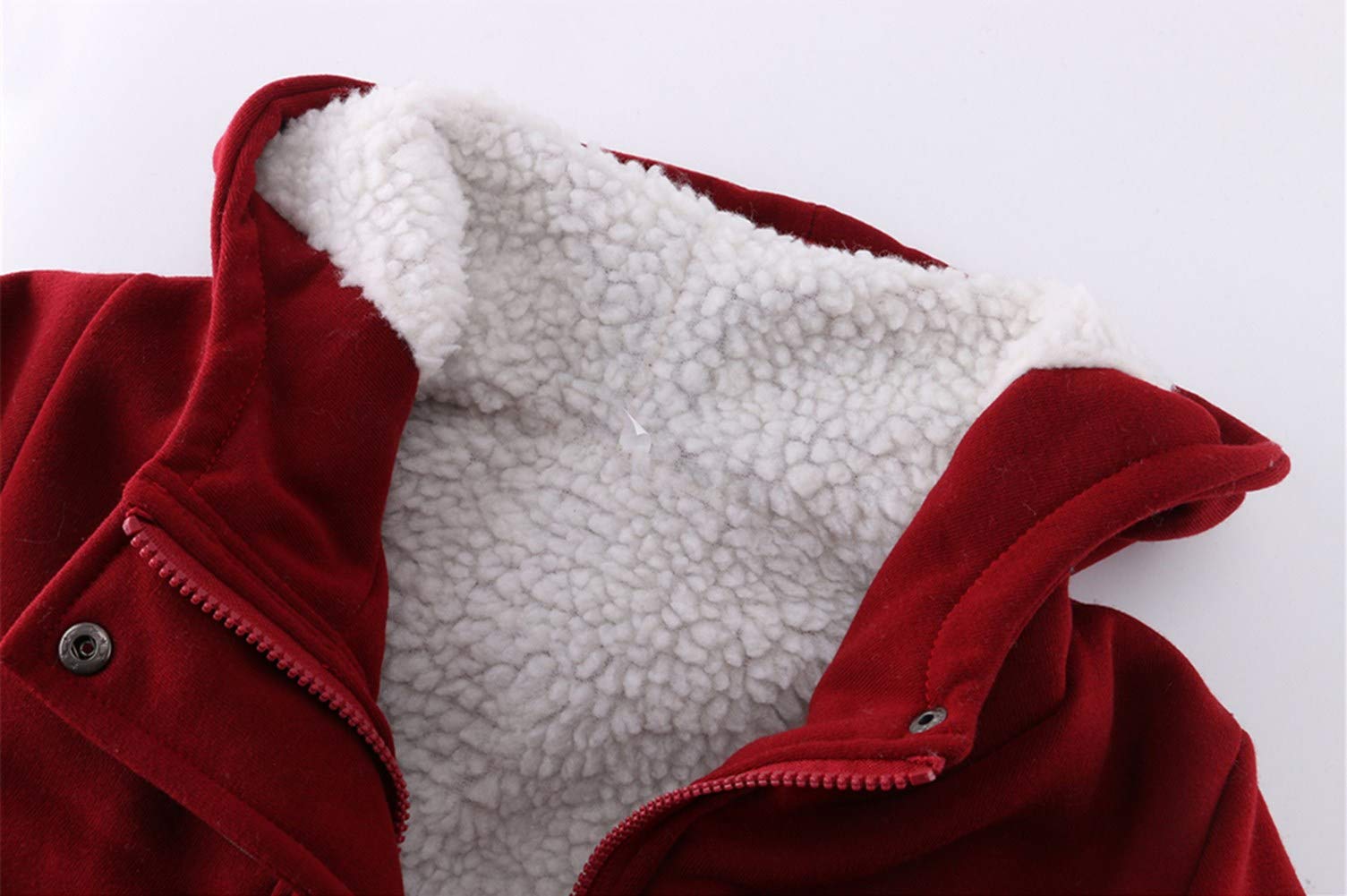 JiangWu Womens Fashion Horn Button Fleece Thicken Coat with Hood Winter Warm Jacket (XX-Large, Wine-red)