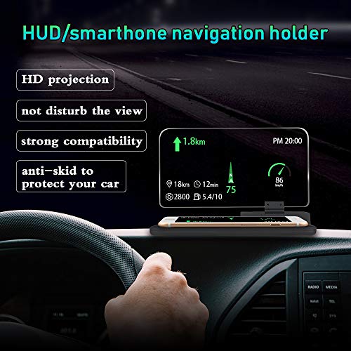 Arestech Car GPS Mobile Head Up Display Holder with HD Image Reflection for HUD, Smartphone, iPhone, Samsung, Car Navigation (Up to 6 Inches)